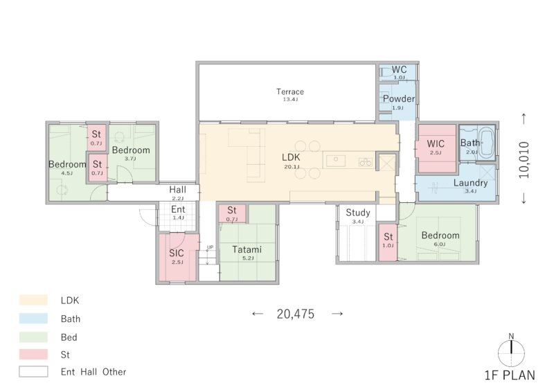 5LDKの平屋の間取り実例｜広さや価格の相場や間取りのポイントも解説！ | 注文住宅なら建築設計事務所フリーダムアーキテクツ