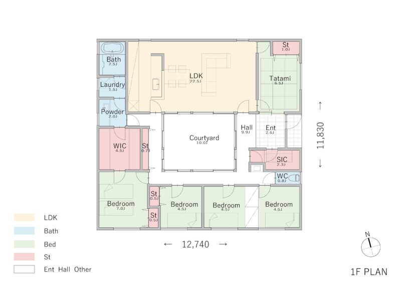 5LDKの平屋の間取り実例｜広さや価格の相場や間取りのポイントも解説！ | 注文住宅なら建築設計事務所フリーダムアーキテクツ