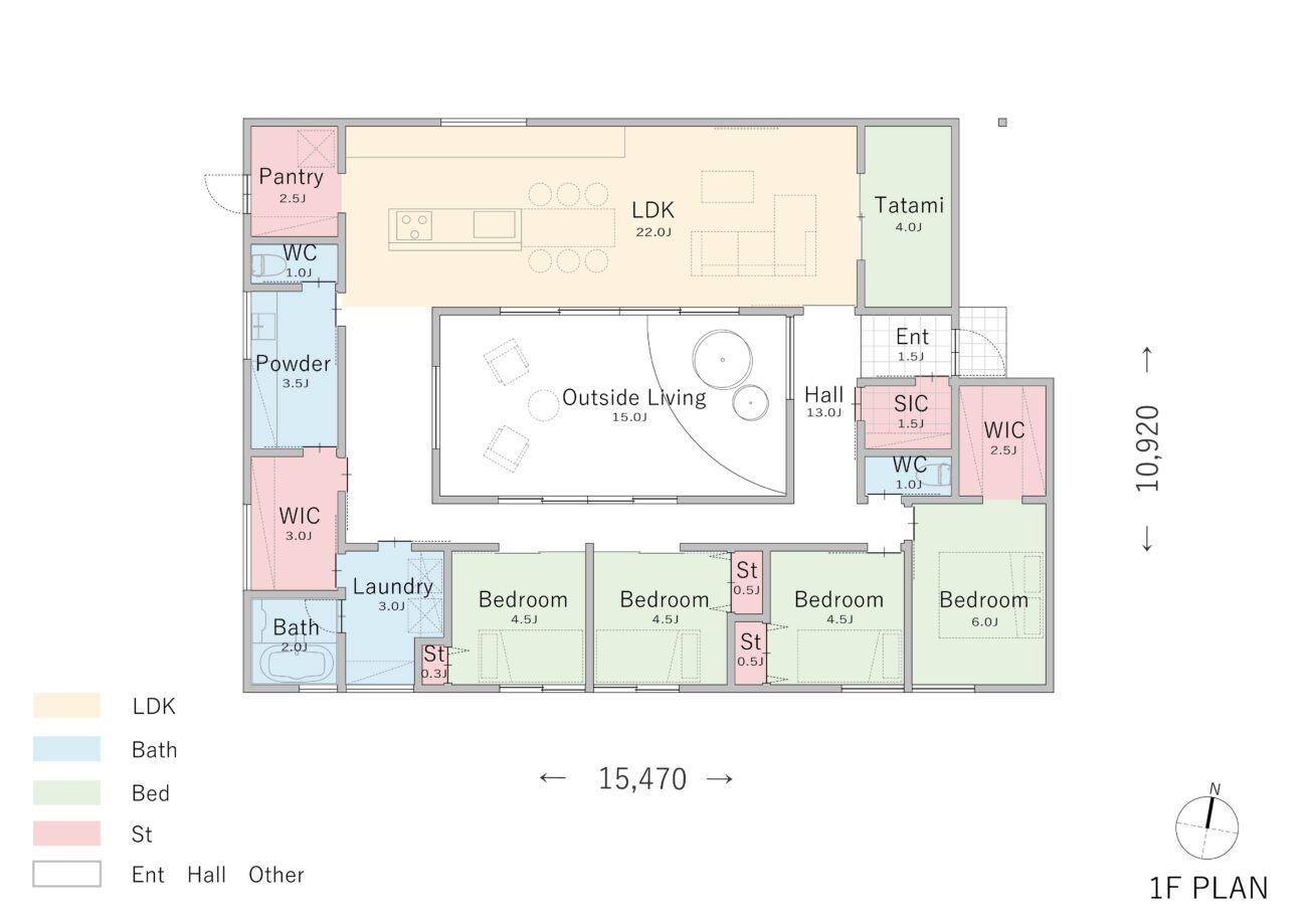 5LDKの平屋の間取り実例｜広さや価格の相場や間取りのポイントも解説！ | 注文住宅なら建築設計事務所フリーダムアーキテクツ